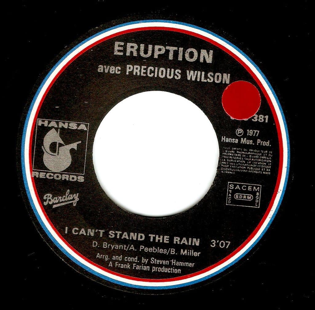ERUPTION I Can t Stand The Rain Vinyl Record 7 Inch French Hansa 1977